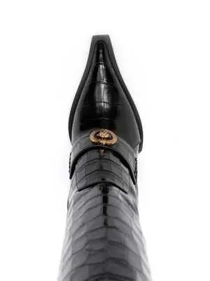 Versace Vagabond Croco-embossed Leather Boots