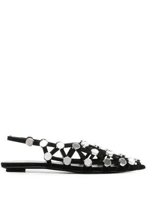 Attico Grid Rhinestone Ballerina Shoes - Black