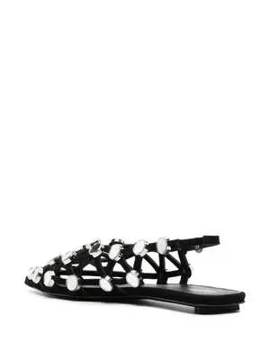 Attico Grid Rhinestone Ballerina Shoes - Black