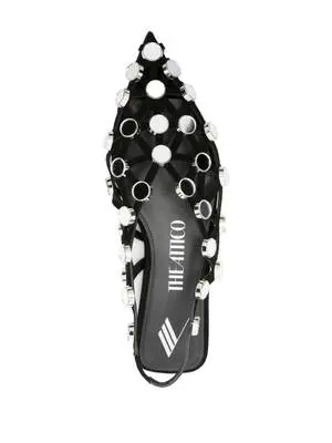 Attico Grid Rhinestone Ballerina Shoes - Black