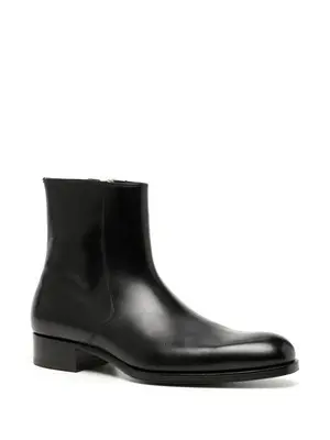 TOM FORD Edgar Leather Ankle Boots - Black