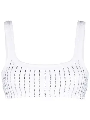 Attico Crystal-embellished Bra Top - White