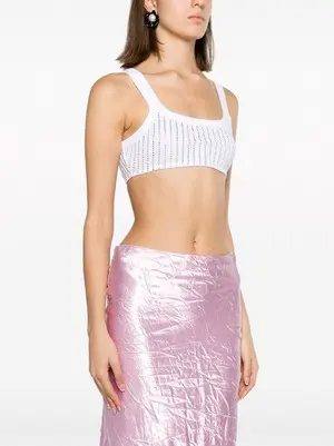 Attico Crystal-embellished Bra Top - White