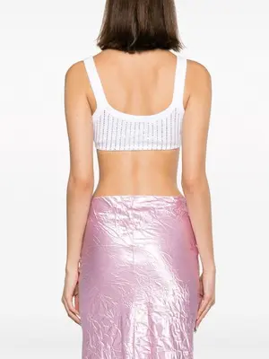 Attico Crystal-embellished Bra Top - White