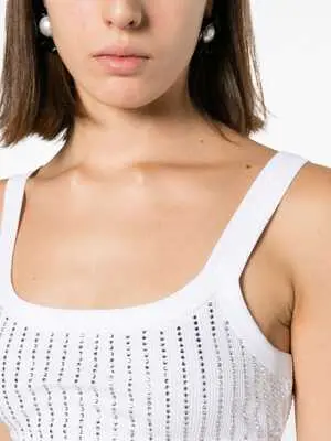 Attico Crystal-embellished Bra Top - White