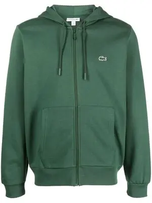 Lacoste Logo-embroidered Zip-up Hoodie - Green