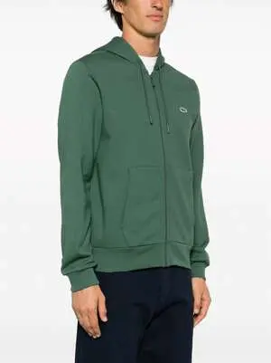 Lacoste Logo-embroidered Zip-up Hoodie - Green