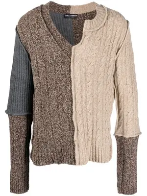 Dolce & Gabbana Asymmetric Patchwork Jumper - Brown