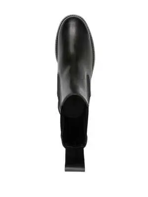 Off-White Round-toe Leather Ankle Boots