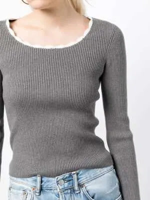 B+AB Scallop-collar Ribbed Jumper