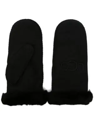 UGG Logo-embroidered Shearling Mittens - Black