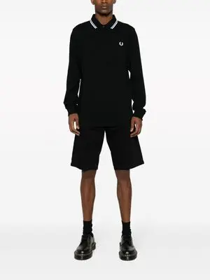 Fred Perry Logo-embroidered Cotton Polo Shirt - Black