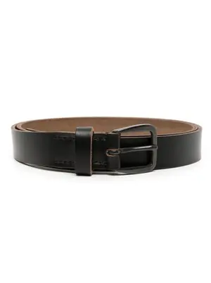 Yohji Yamamoto Debossed Leather Belt - Black