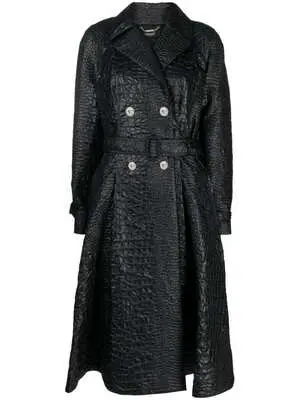 Versace Embossed Crocodile Effect Trench Coat
