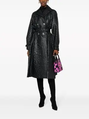 Versace Embossed Crocodile Effect Trench Coat
