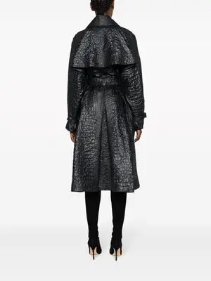 Versace Embossed Crocodile Effect Trench Coat