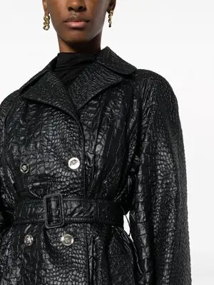 Versace Embossed Crocodile Effect Trench Coat
