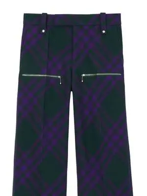 Burberry Check-pattern Wool Trousers