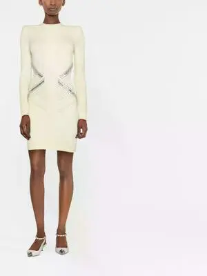 Balmain Embroidered Ribbed-knit Mini Dress