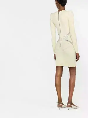 Balmain Embroidered Ribbed-knit Mini Dress