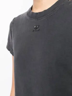 COURREGES Logo-patch T-shirt - Grey