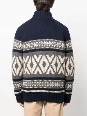 Brunello Cucinelli Argyle-check Zipped Cardigan - Blue