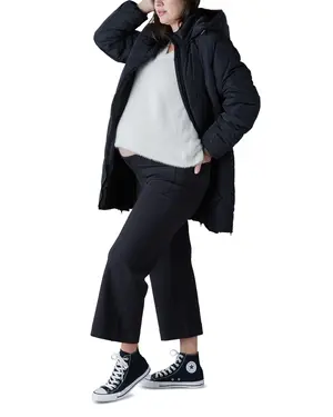 Ingrid & Isabel® Longline Puffer Maternity Jacket - Black Onyx