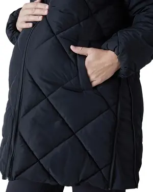 Ingrid & Isabel® Longline Puffer Maternity Jacket - Black Onyx