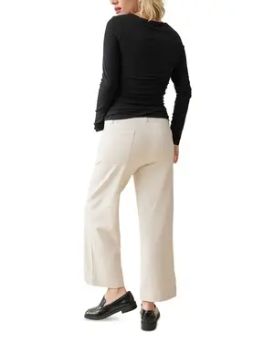 INGRID & ISABEL Wide Leg Ankle Maternity Trousers - Stone