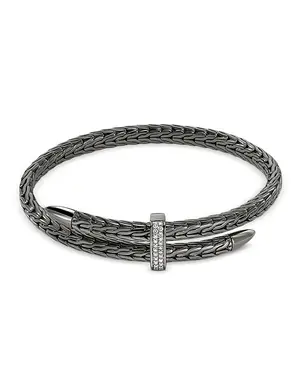John Hardy Spear Pave Flex Cuff Bracelet - Silver