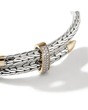 John Hardy 14k Yellow Gold & Sterling Silver Diamond Spear Flex Cuff - Silver/gold