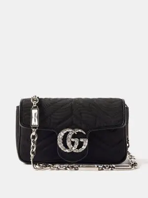 Gucci Gucci - GG Marmont Crystal-embellished Moiré Belt Bag - Womens - Black - 95 - Black