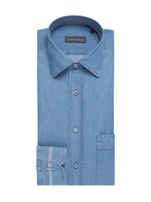Stefano Ricci Handmade Rust Shirt Light Blue