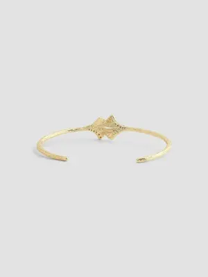 ANABEL ARAM Ginkgo Leaves 18k--plated & Cubic Zirconia Bracelet Cuff