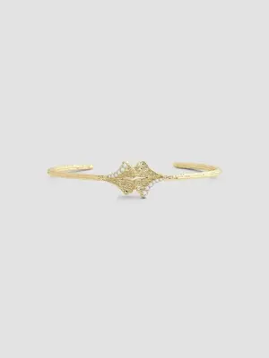 ANABEL ARAM Ginkgo Leaves 18k--plated & Cubic Zirconia Bracelet Cuff