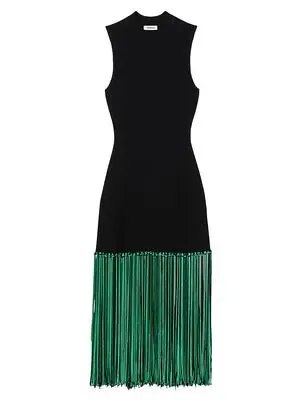 Sandro Women's Fringed Dress - Black Ecru  - Black