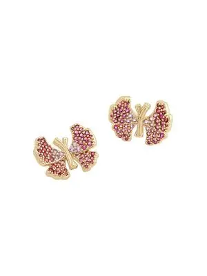 ANABEL ARAM Butterfly 18k Gold-plated & Cubic Zirconia Stud Earrings - Fuchsia