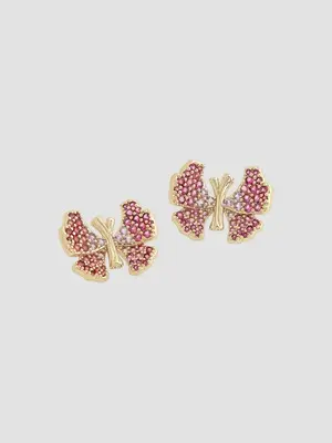 ANABEL ARAM Butterfly 18k Gold-plated & Cubic Zirconia Stud Earrings