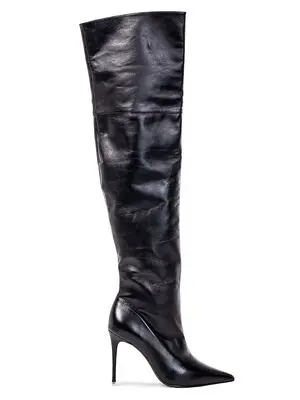 BLACK SUEDE STUDIO Women's Lola Leather Thigh-High Boots - Black  - Black