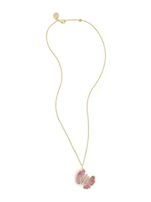 ANABEL ARAM Butterfly 18k Gold-plated & Cubic Zirconia Pendant Necklace - Fuchsia