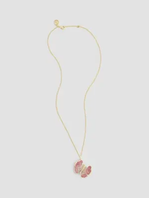 ANABEL ARAM Butterfly 18k Gold-plated & Cubic Zirconia Pendant Necklace - Fuchsia