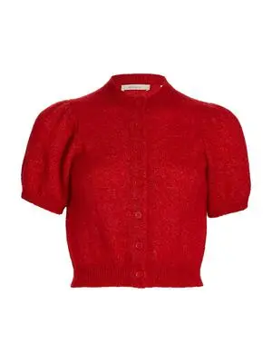 DÔEN Women's Anisa Crop Cardigan - Black  - Red