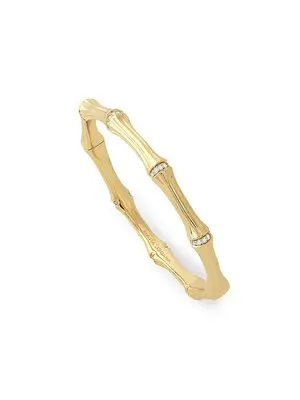 ANABEL ARAM Bamboo 18k -plated & Cubic Zirconia Hinge Bangle - Gold