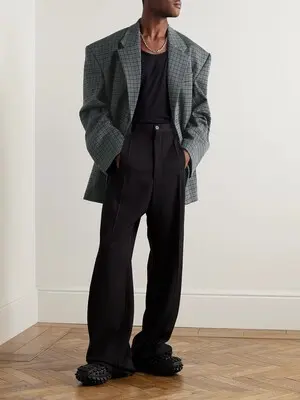 Balenciaga Oversized Houndstooth Knitted Blazer