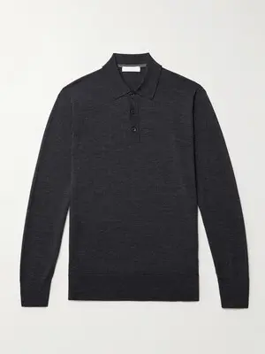 Mr P. Merino Wool Polo Shirt - Gray