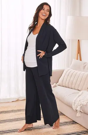 ANGEL MATERNITY Debra Wide Leg Maternity Pants - Navy