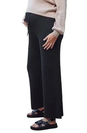 ANGEL MATERNITY Rib Drawstring Pants - Black