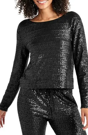 Splendid Tavi Sequin Long Sleeve Top