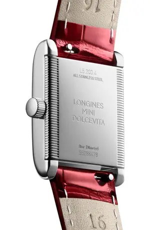 LONGINES Mini Dolcevita Automatic Leather Strap Watch - Silver