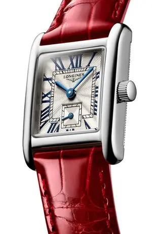 LONGINES Mini Dolcevita Automatic Leather Strap Watch - Silver